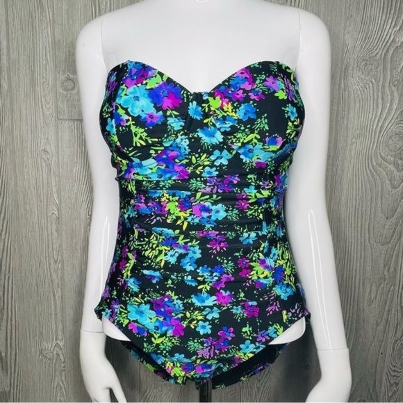 Elle | Swim | Elle Swimsuit Onepiece Pushup Ruched Floral Multicolor ...